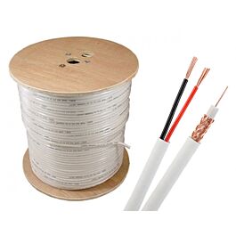 1000ft Solid Copper CCTV Siamese Cable RG59U with 18/2 Power, White