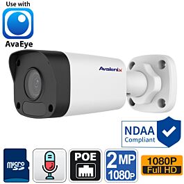2MP 1080P PoE Bullet Camera with built-in Mic, Weather Proof