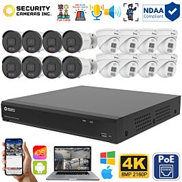 4K Active Deterrence 16 Camera NVR System with 2-Way Audio Bullet and ...