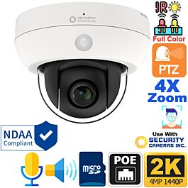 Full Color Night Vision PTZ Camera, 4X Zoom, Built-in Mic Speaker, Face ...