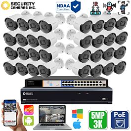 32-Channel NVR PoE System with Night Vision 3K 5MP Bullet Cameras ...