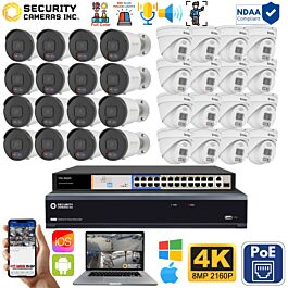 4K Active Deterrence 32 Channel NVR System, Two-Way Audio Bullet and ...