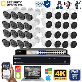Professional 4K 32 Camera NVR Package, 16 PoE Dome Cameras, 16 PoE ...