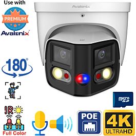 Panoramic 4K PoE Turret Camera, Smart Deterrence, Full Color, IR, 2-Way Audio
