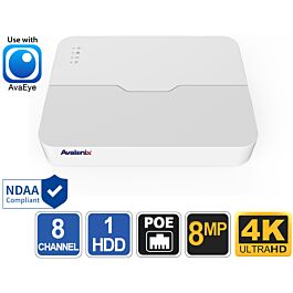 8 Channel 4K Mini NVR with 8 PoE Ports, AvaEye