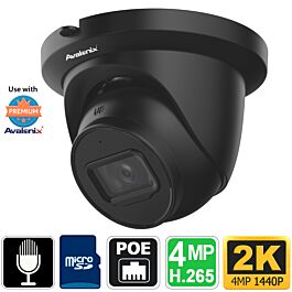 Black Turret PoE Camera with Mic, 2K 4MP, Starlight Video, SMD, AI ...