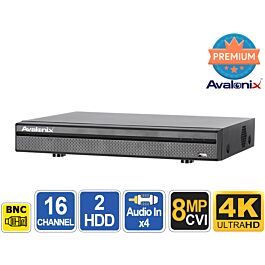 16 Channel 4K Hybrid DVR XVR with AI for BNC and IP Security Cameras