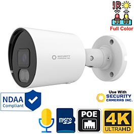 Full Color 4K PoE Bullet Camera, Built-in Mic, AI Video