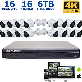 16 Camera 4K IP System with 16 Outdoor 8MP Bullet Cameras, 100ft Night ...