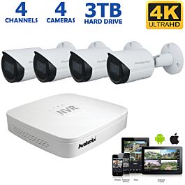 4-channel 4K NVR System with 4 Outdoor 8MP Cameras, 100ft Night Vision