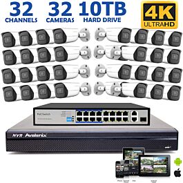 Ultimate 32 Camera 4K IP System with 4K 8MP IP Cameras, Outdoor, 200ft ...