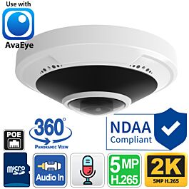 Low Profile Fisheye Dome Camera with Built-in Mic