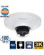 Super Wide Angle 180 Degree PoE Dome Camera, Mic, Night Vision