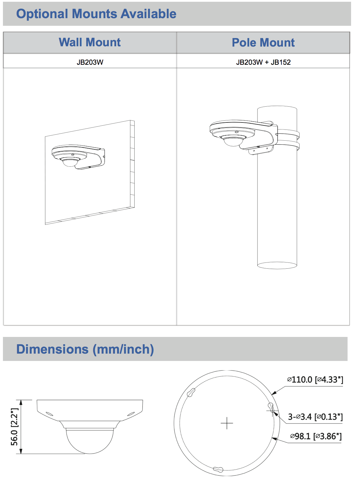 180 Degree Wide Angle Dome Camera 2K 4MP
