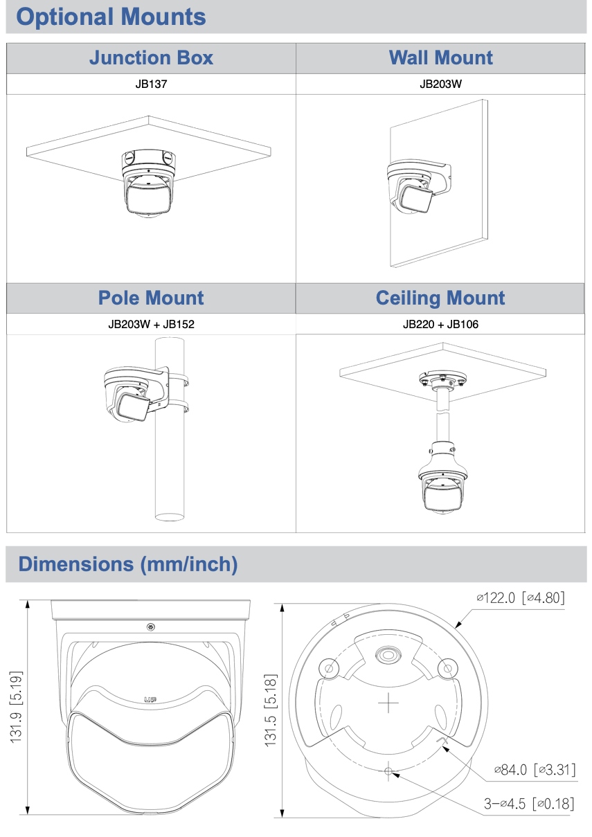 4K Panoramic Camera, Outdoor PoE,180 Degree View, Color Night Vision, 2 ...